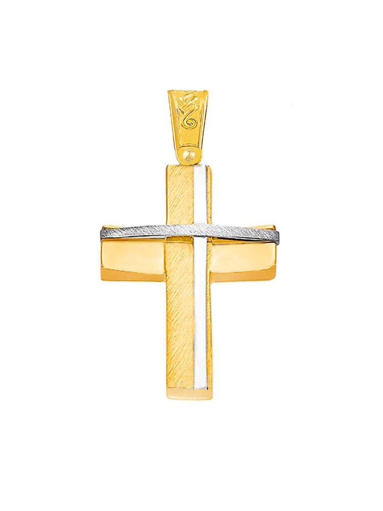 Minimal Double Cross, in 14k gold Size One size
