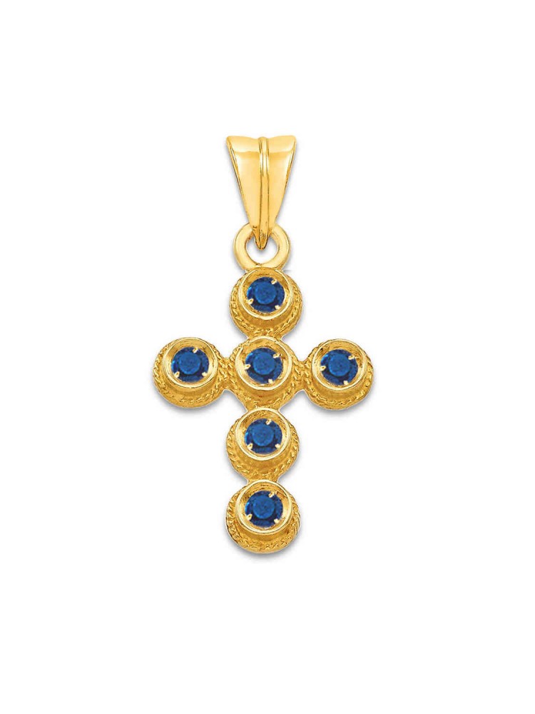 Minimal precious Stones Cross, in 18k gold Precious Stone Sapphire Size ...