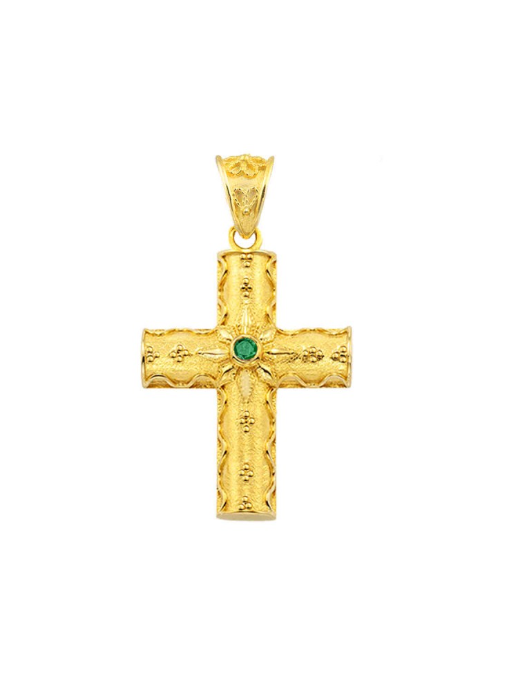 Hera - precious Stone Cross, in 18k gold Precious Stone Emerald Size ...