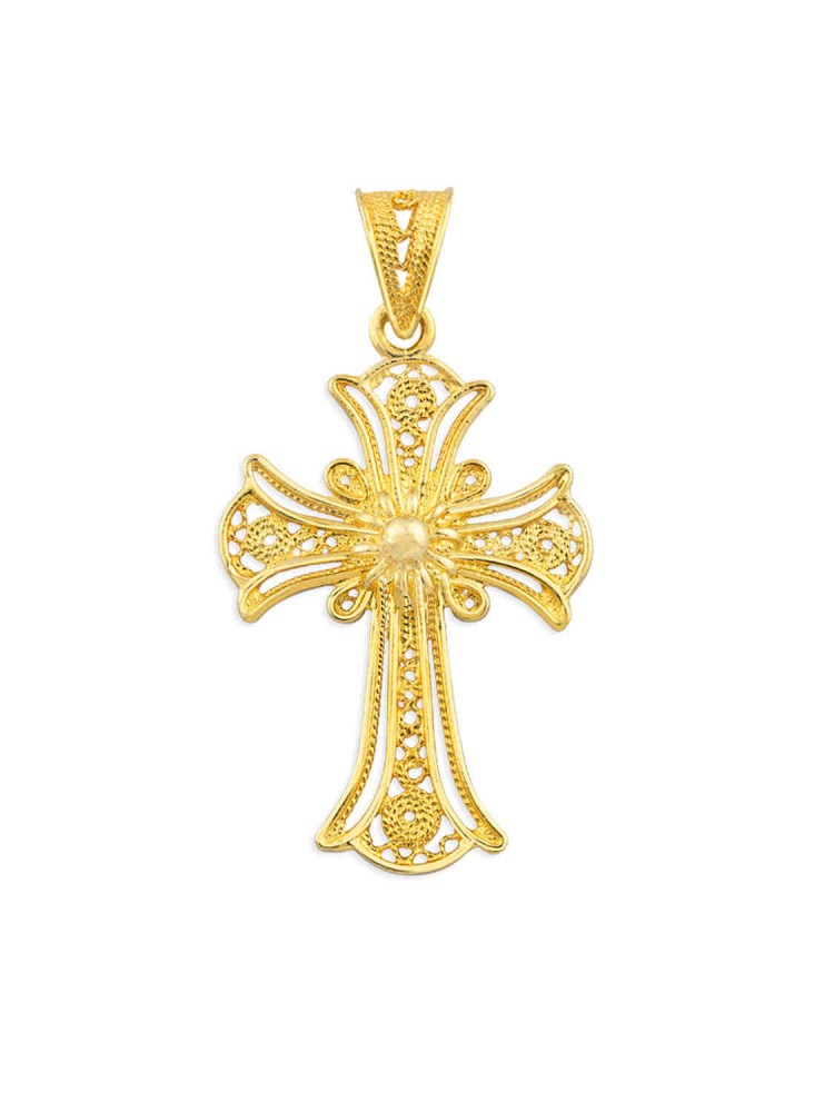 Royal - Filigree Handmade Cross, in 18k gold Size Small