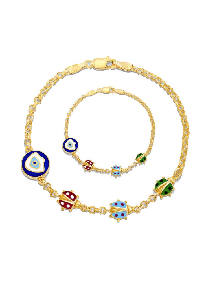 Enamel Child Bracelet, in 14k gold Bracelet Length 16 cm / 6,30 inc